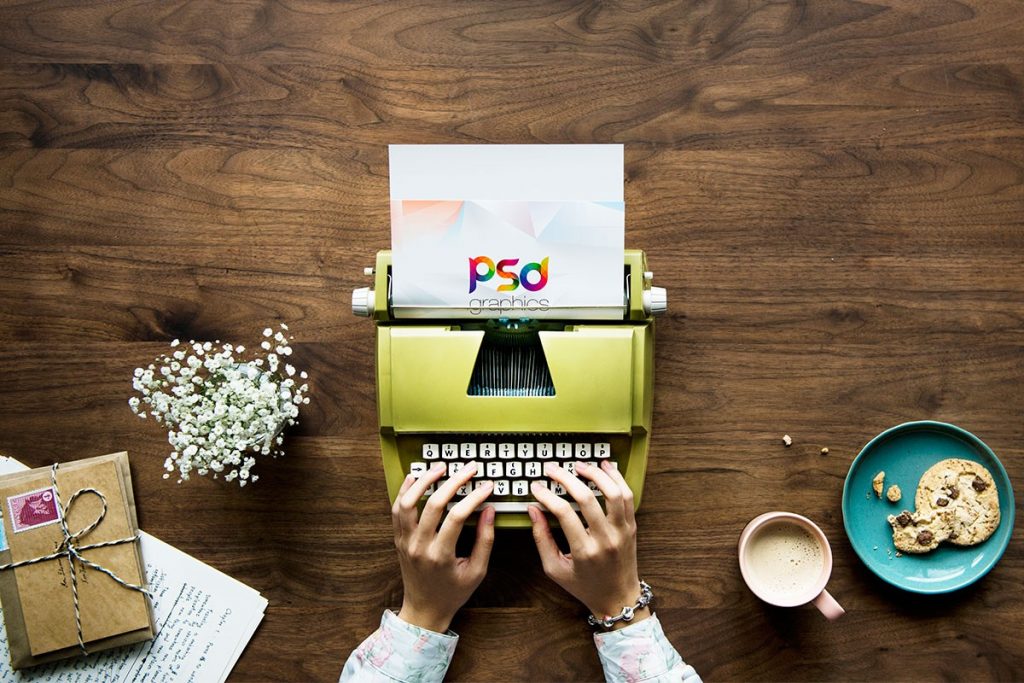 Typing on Typewriter Mockup PSD | PSD Graphics