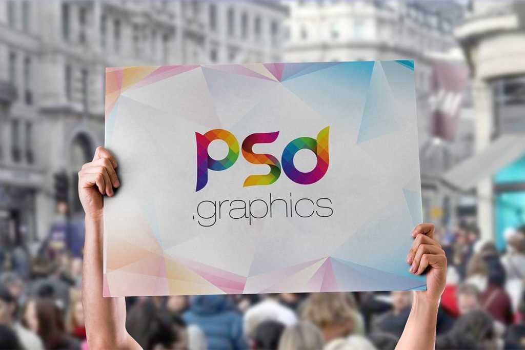 Man Holding Protest Sign Mockup | PSD Graphics
