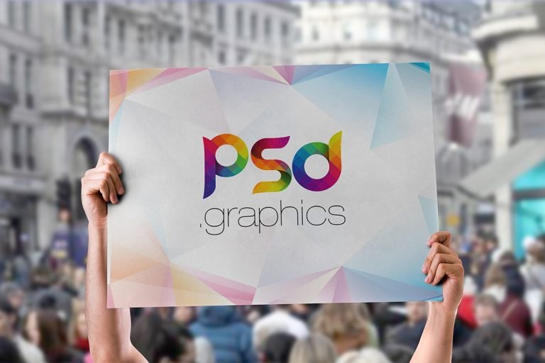 Man Holding Protest Sign Mockup | PSD Graphics