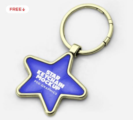Free Mockup | Glossy Star Keychain Mockup | PSD Graphics